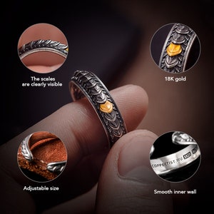 Dragon Scale Ring. Silver Ring. 18K Gold Ring. Ring for Dragon Lovers ...