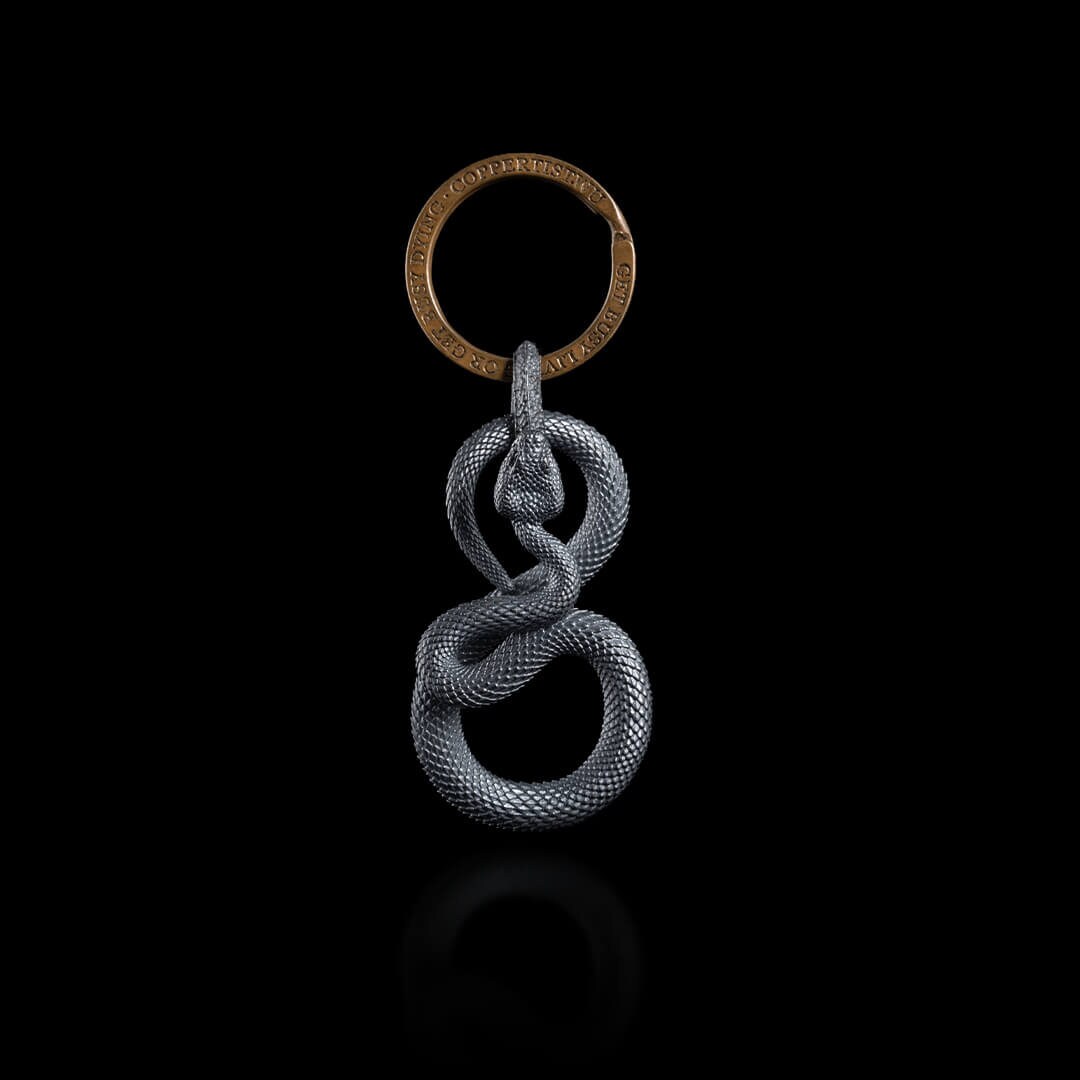 Oxidized Silver Snake Keychain Snake Charm Reptile Jewelryserpent ...