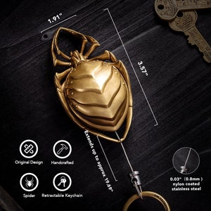 Brass Spider Retractable Keychain. Brass Keychain. Unique Accessories ...