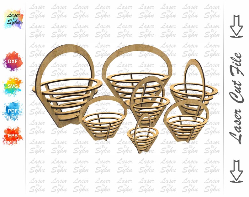 Laser Cut Wooden Basket SVG Plywood Baskets SVG Ellipse - Etsy
