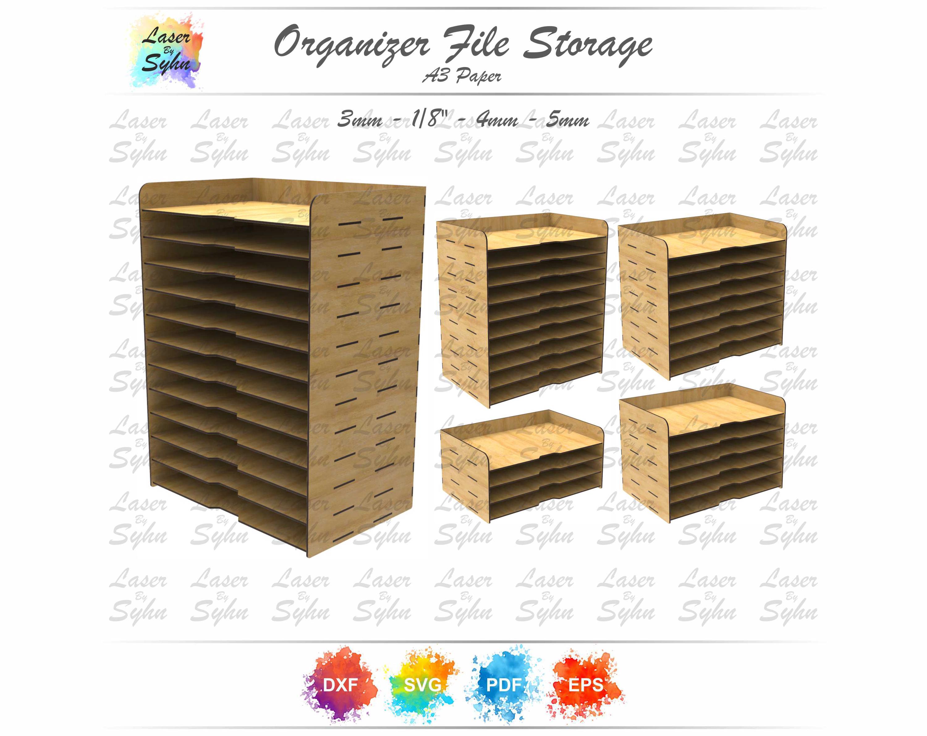 A3 Paper Organizer Laser Cut File – Desktop File Holder - Etsy