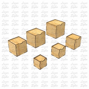 Laser Cut Wooden Cube Box SVG, Plywood Storage Cube Box SVG, Cube Box ...