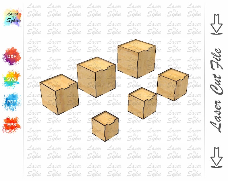 Laser Cut Wooden Cube Box SVG, Plywood Storage Cube Box SVG, Cube Box ...