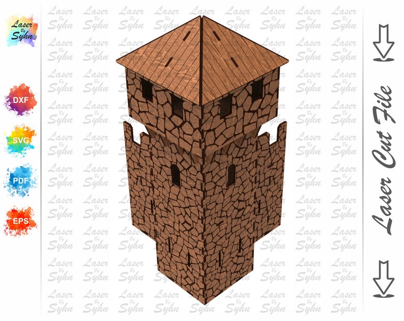 Castle Tower Laser Files SVG - EPS - PDF - Dxf Castle Tower Laser ...