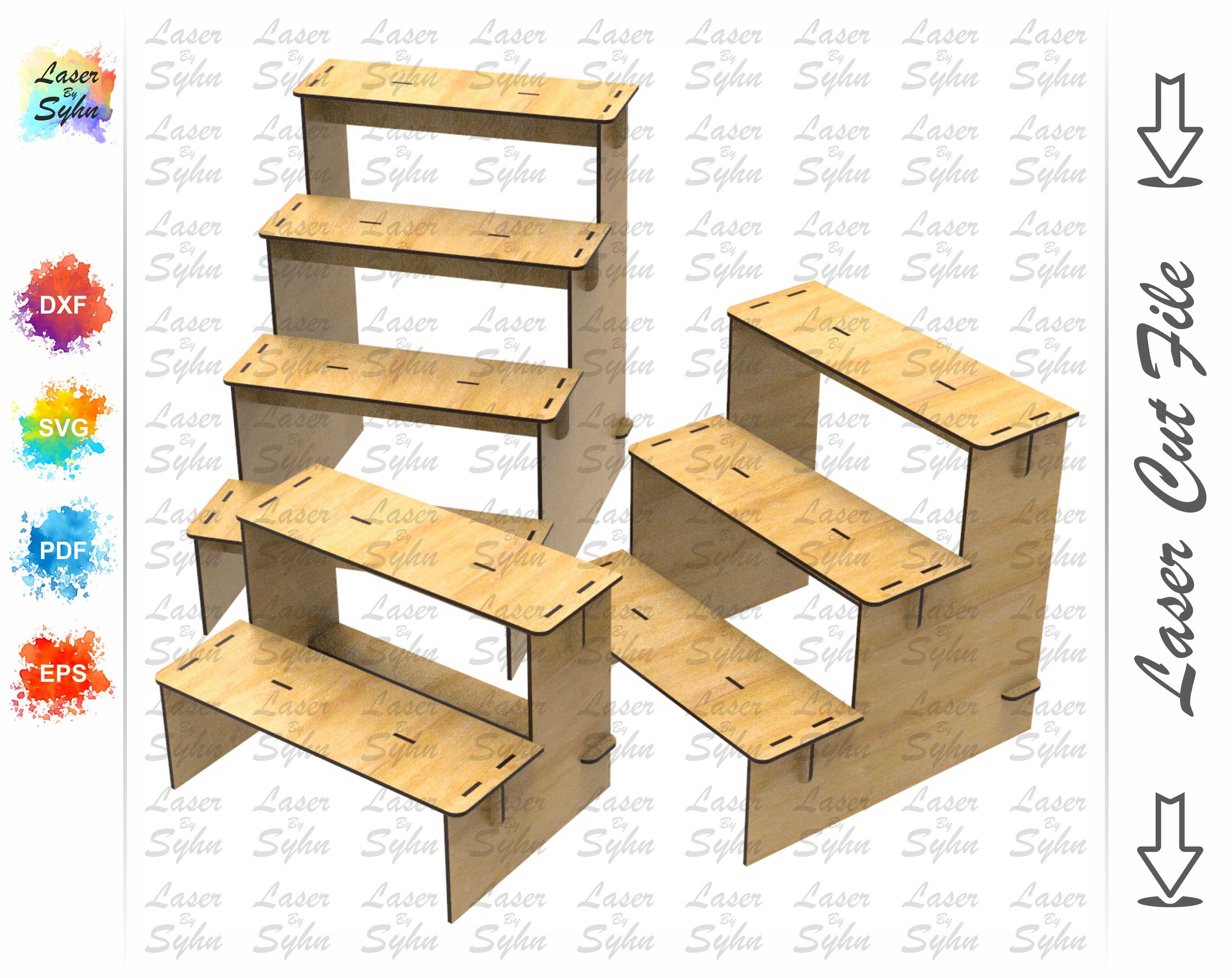 Laser Cut Demountable Display Stand SVG Files, Retail Counter Display Stand DXF, Cupcake Stand ...