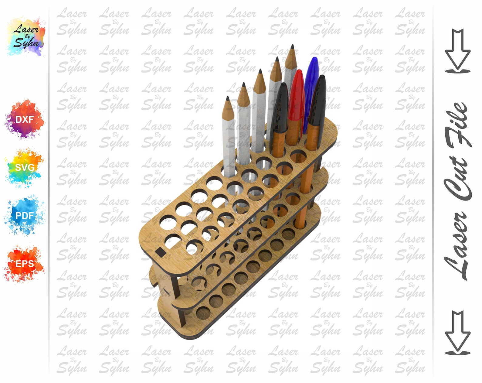 Laser Cut Pen Display Stand SVG, Pencil Display Stand SVG, Ballpoint ...