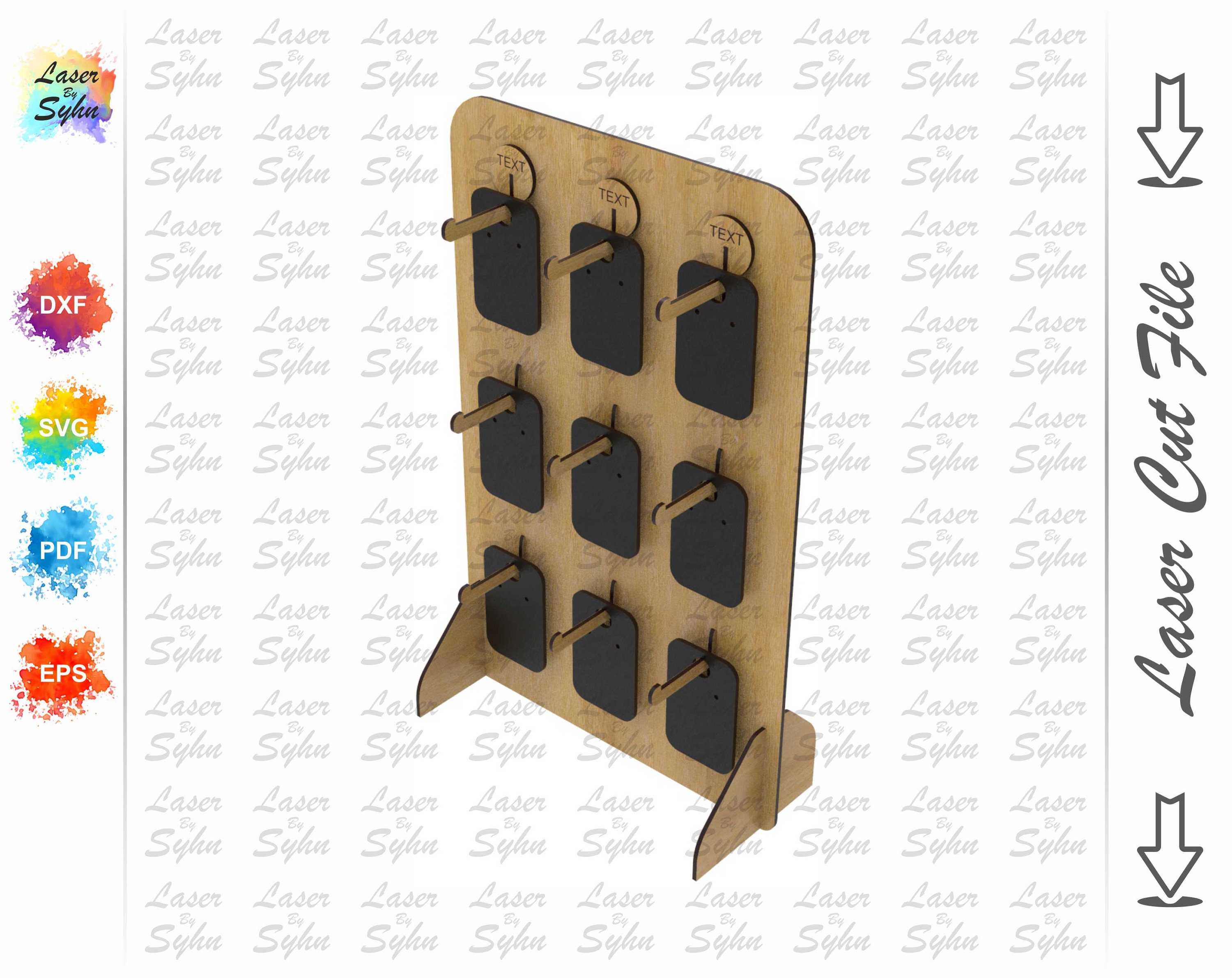 Laser Cut Key Chain Display Stand SVG, Jewelry Display Stand Laser Cut ...