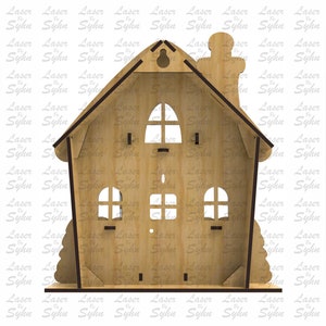 Laser Cut Christmas Houses Wall Hanging Key Holder SVG (4 House Styles ...