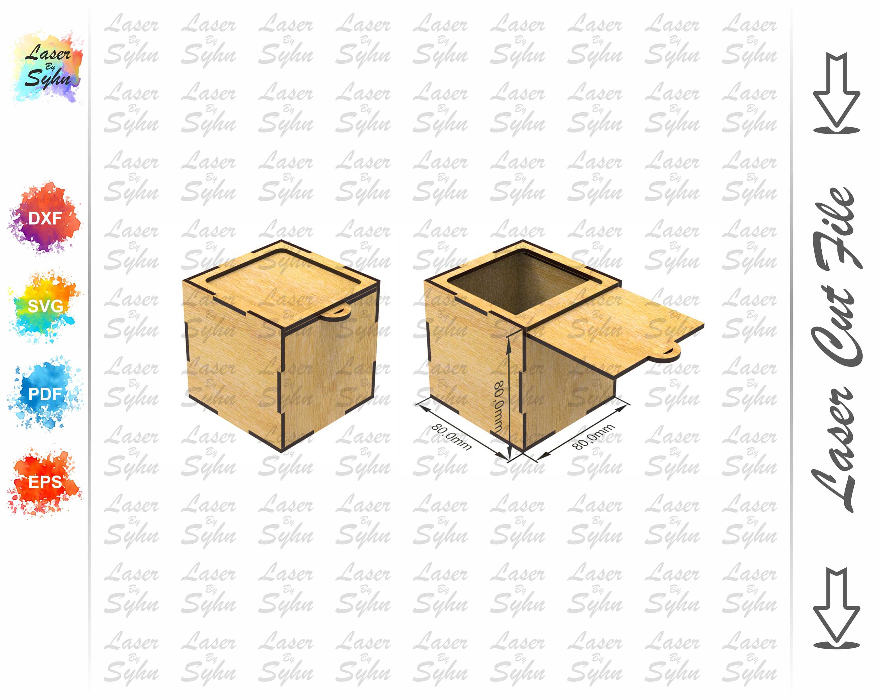 Laser Cut Cube Boxes With Slide Lid SVG, Plywood Cube Storage Boxes SVG ...