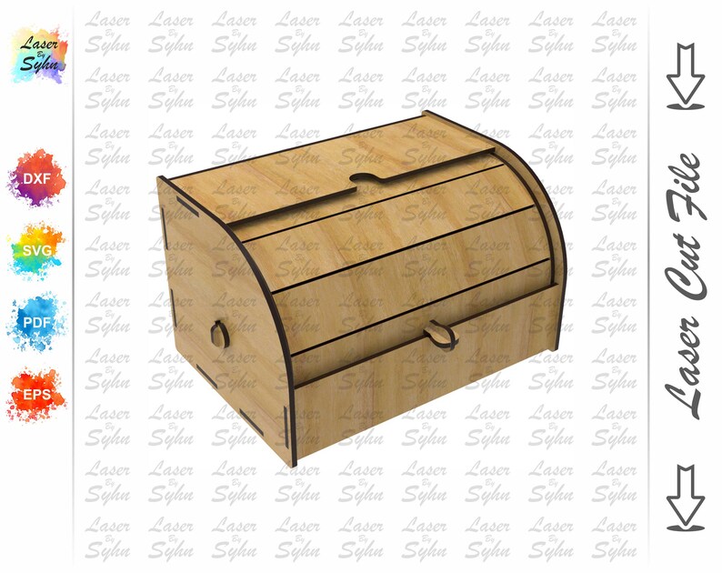 Laser Cut Bread Storage Box SVG, Wooden Storage Box SVG, Wooden Box ...