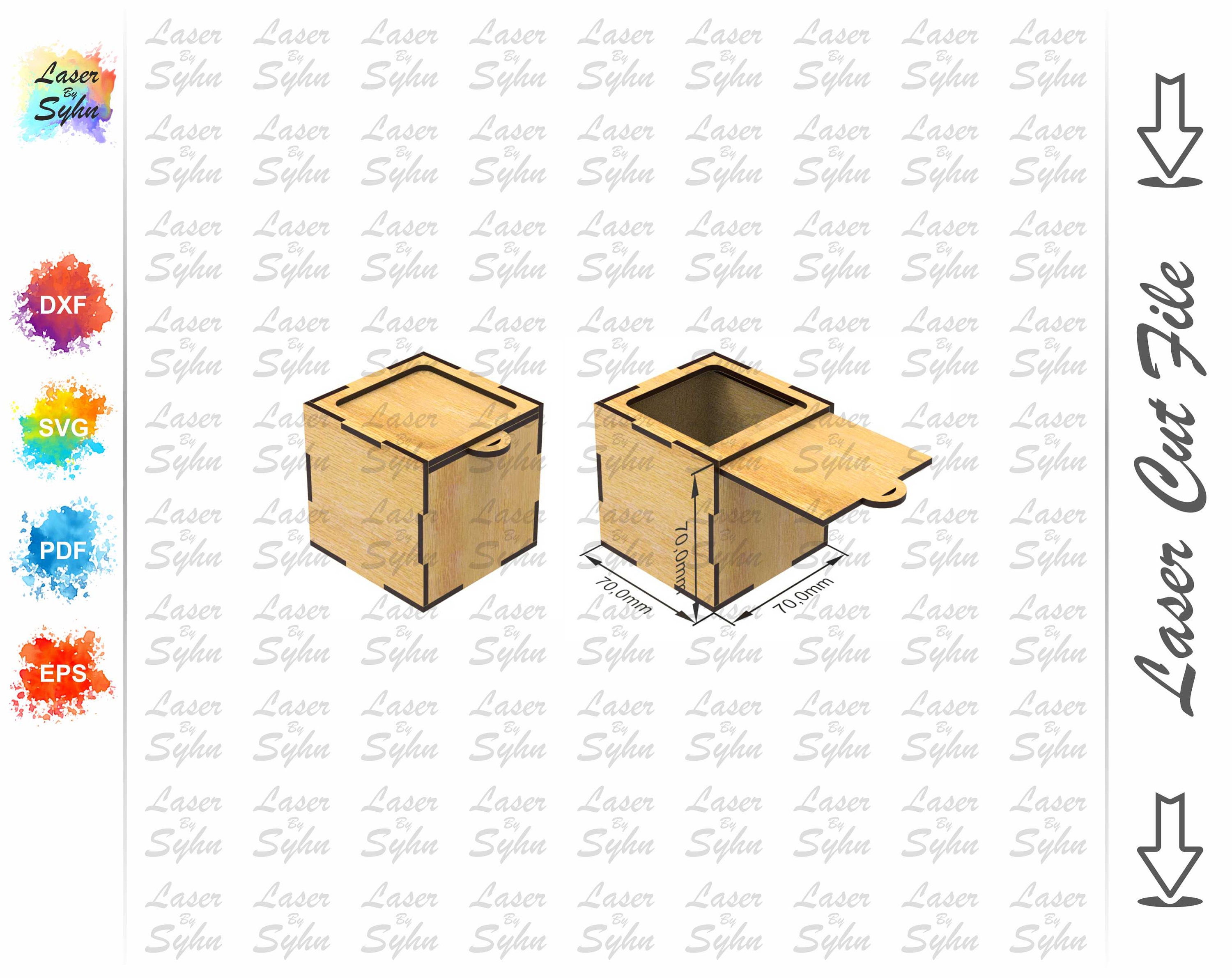 Laser Cut Cube Boxes With Slide Lid SVG, Plywood Cube Storage Boxes SVG ...