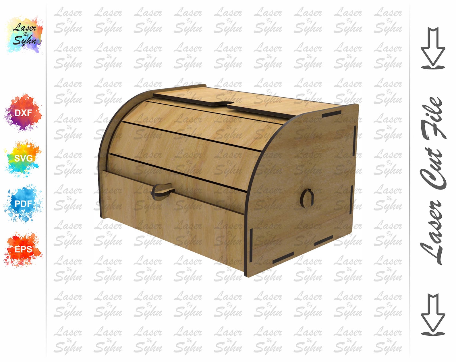 Laser Cut Bread Storage Box SVG, Wooden Storage Box SVG, Wooden Box ...