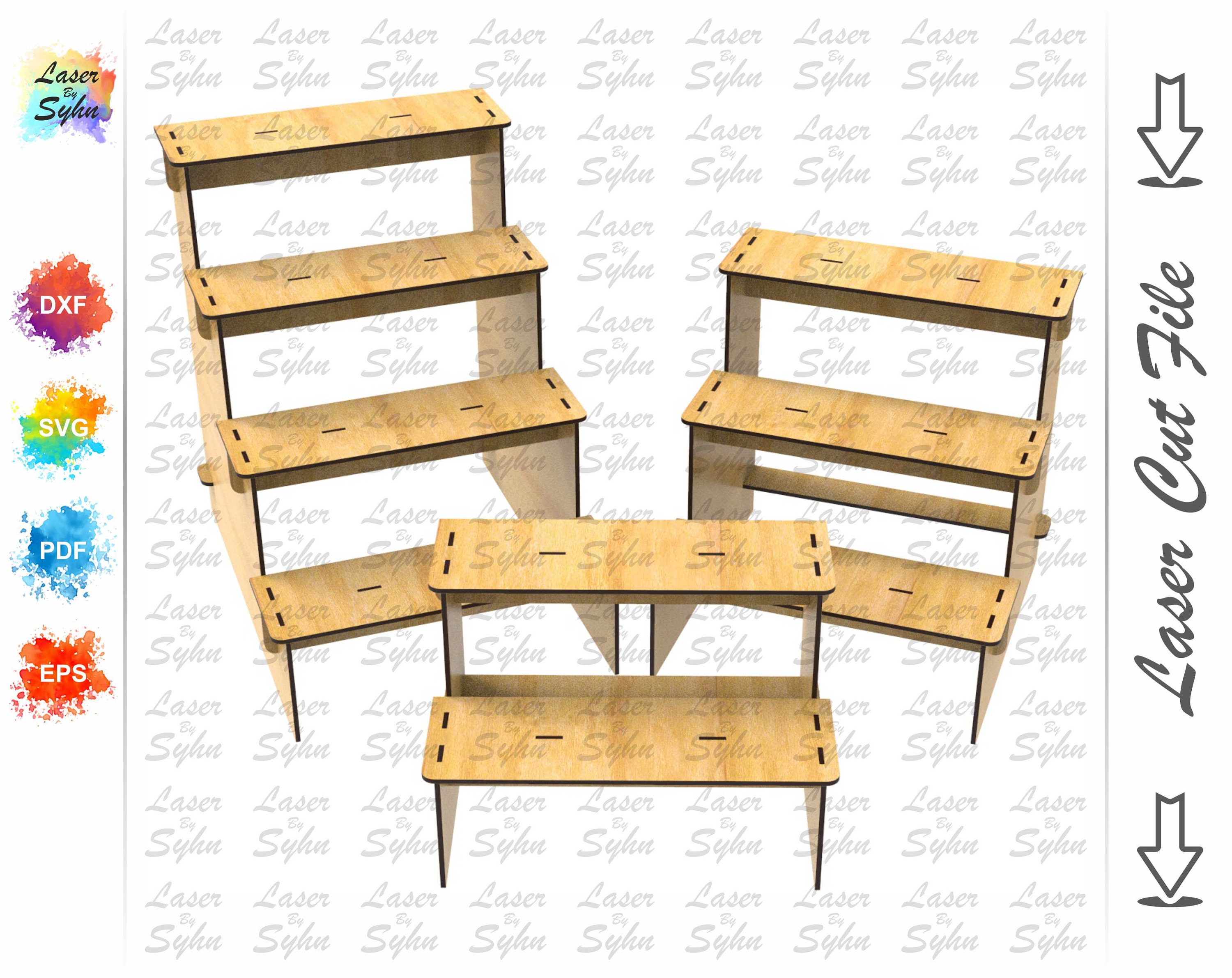 Laser Cut Demountable Display Stand SVG Files, Retail Counter Display Stand DXF, Cupcake Stand ...