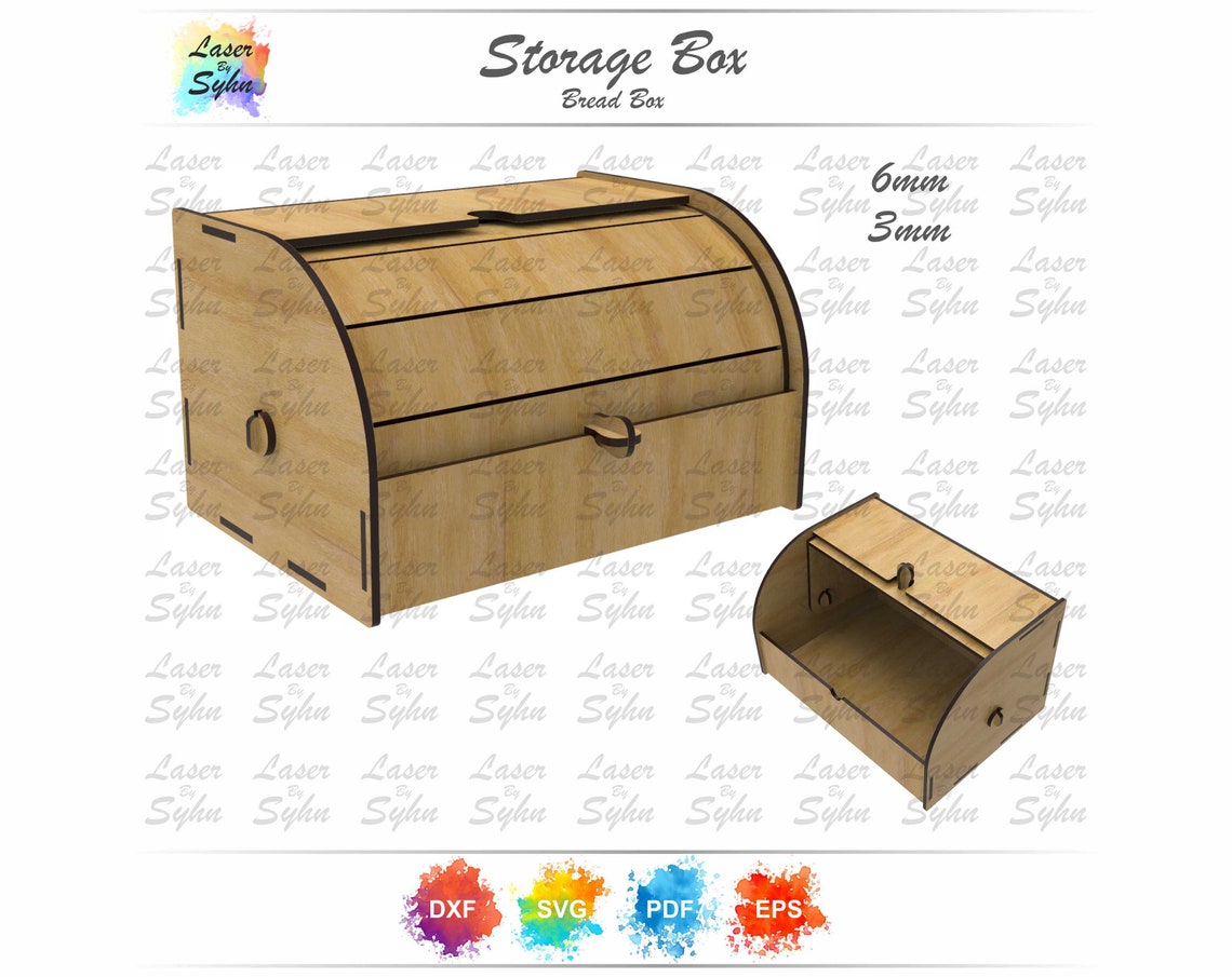 Laser Cut Bread Storage Box SVG, Wooden Storage Box SVG, Wooden Box ...