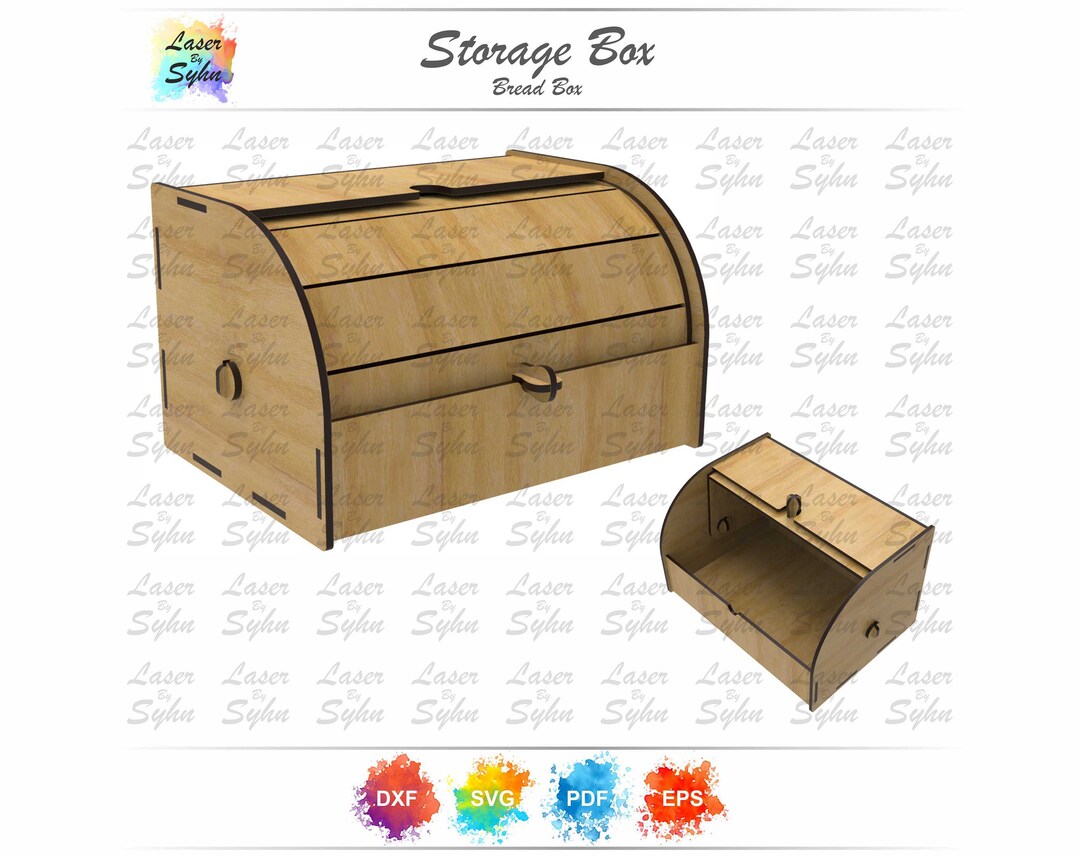 Laser Cut Bread Storage Box SVG, Wooden Storage Box SVG, Wooden Box ...