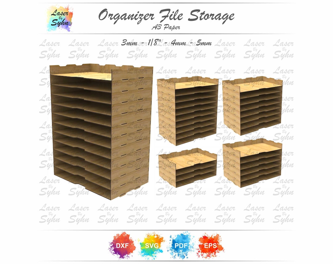 Laser Cut A3 Stackable Paper Stand SVG, Stackable Paper Storage Rack ...