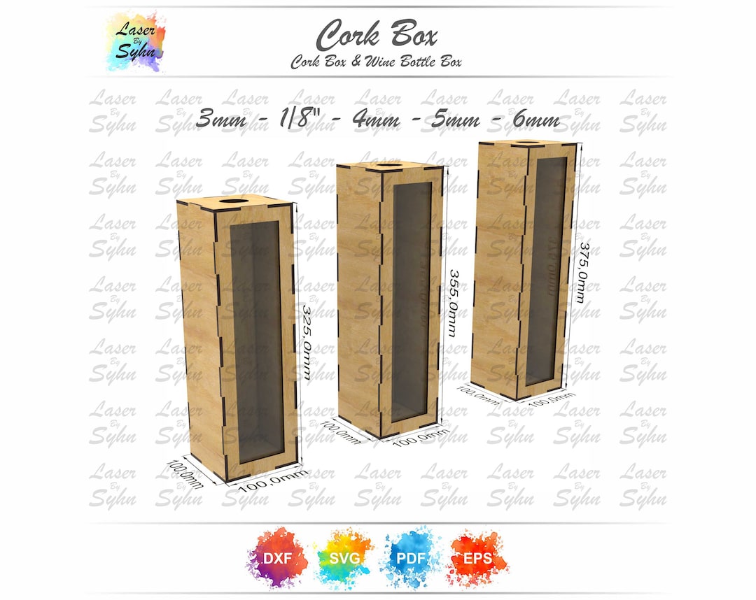 Laser Cut Wine Cork Box & Wine Bottle Box SVG, Wine Cork Holder Laser ...