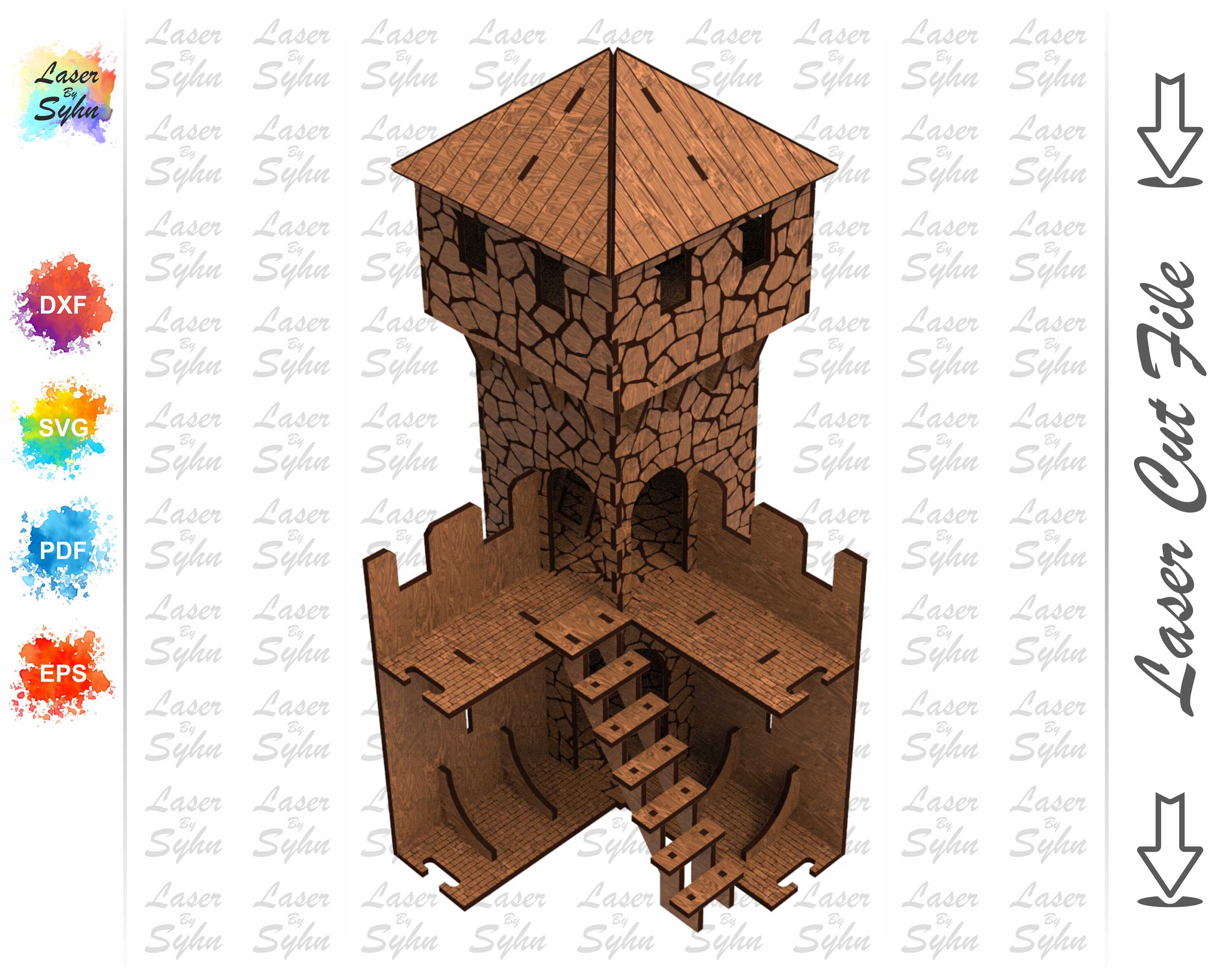 Castle Tower Laser Files SVG EPS PDF Dxf Castle Tower Laser Cutting ...