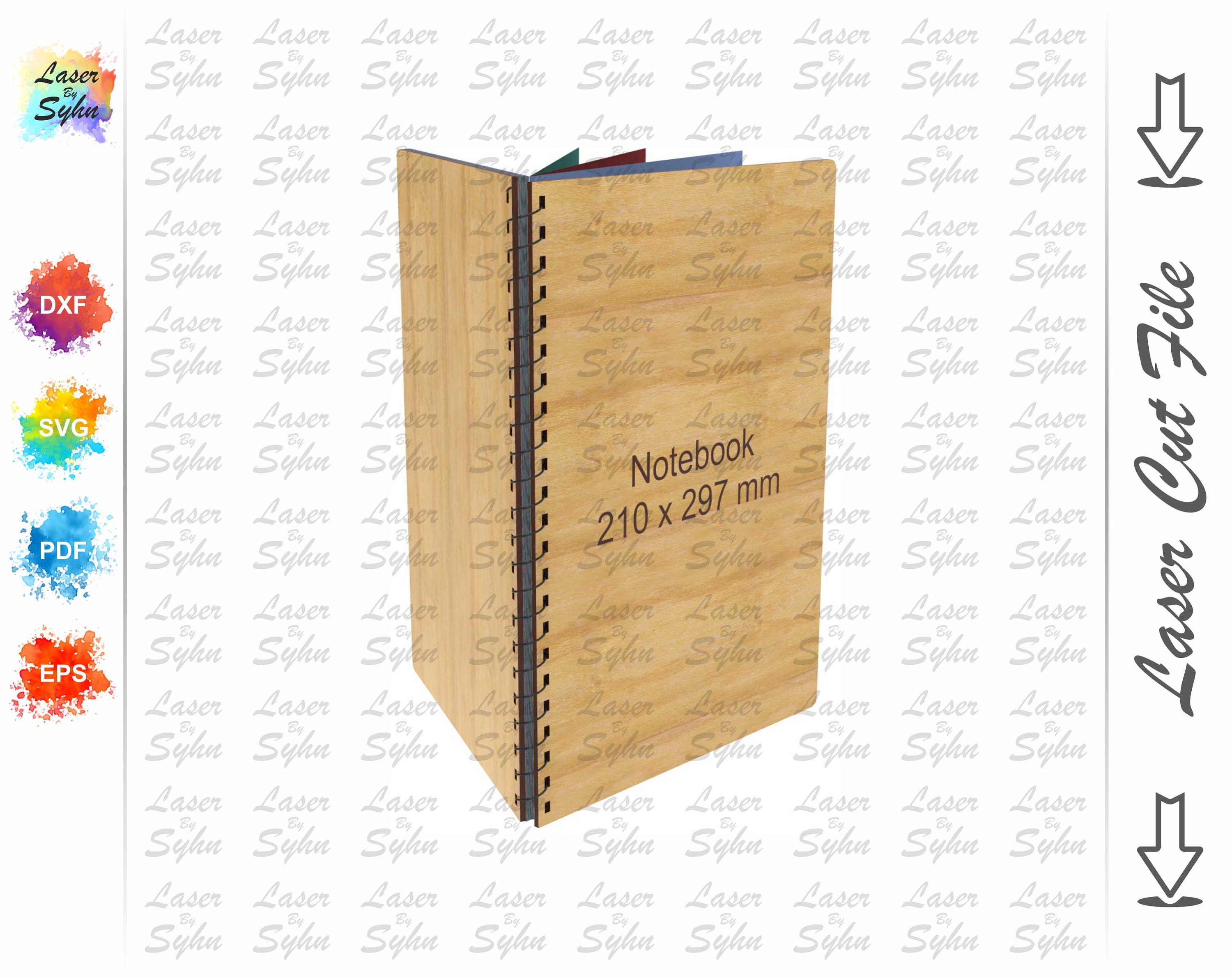 Laser Cut A3, A4, A5, A6 Spiral Notebook Cover 2:1 Pitch SVG, Spiral ...