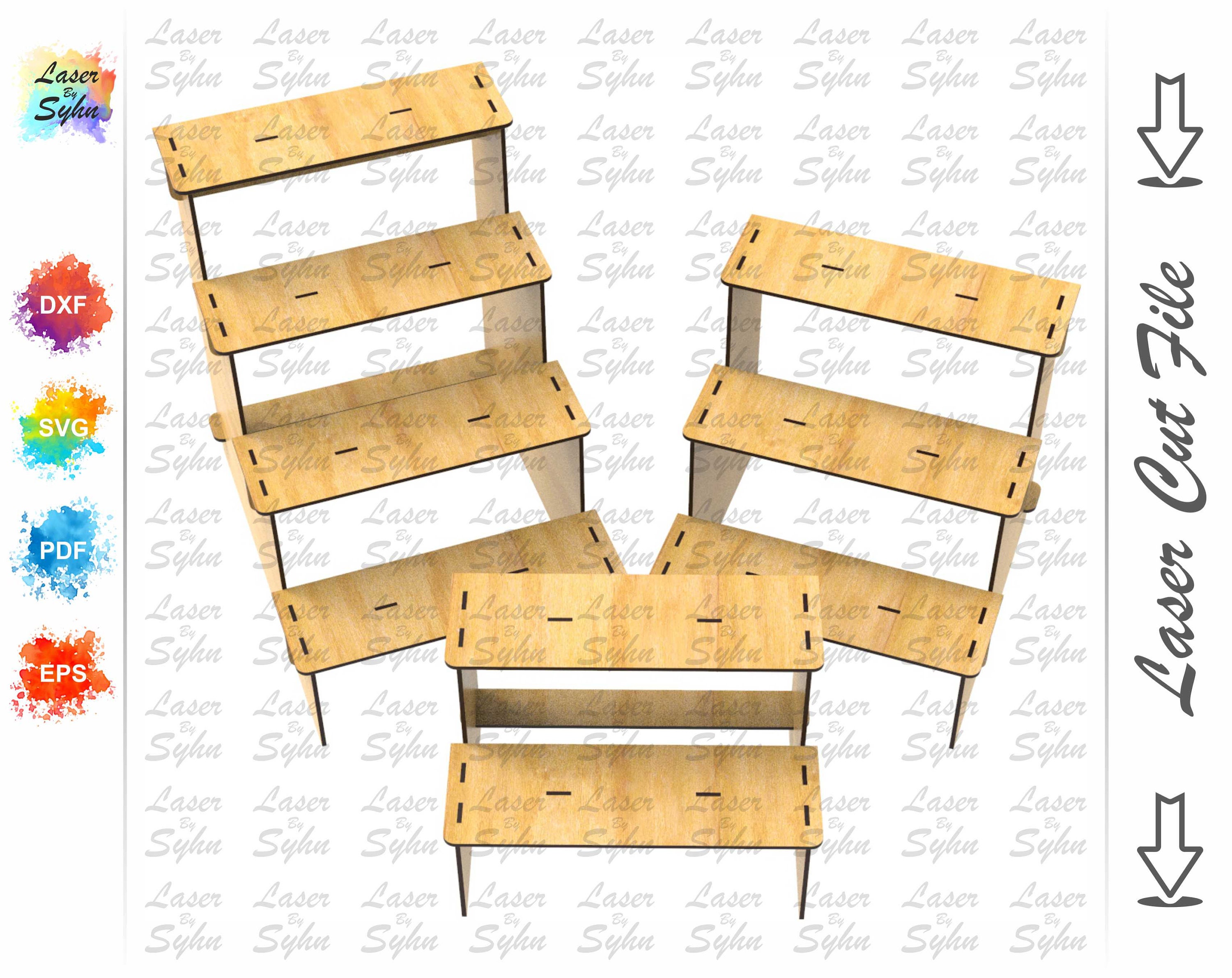 Laser Cut Demountable Display Stand SVG Files, Retail Counter Display Stand DXF, Cupcake Stand ...