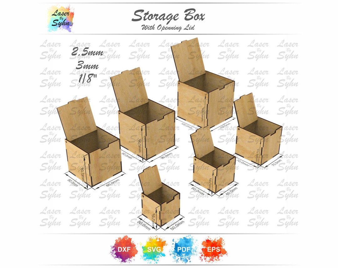 Laser Cut Wooden Cube Box SVG, Plywood Storage Cube Box SVG, Cube Box ...