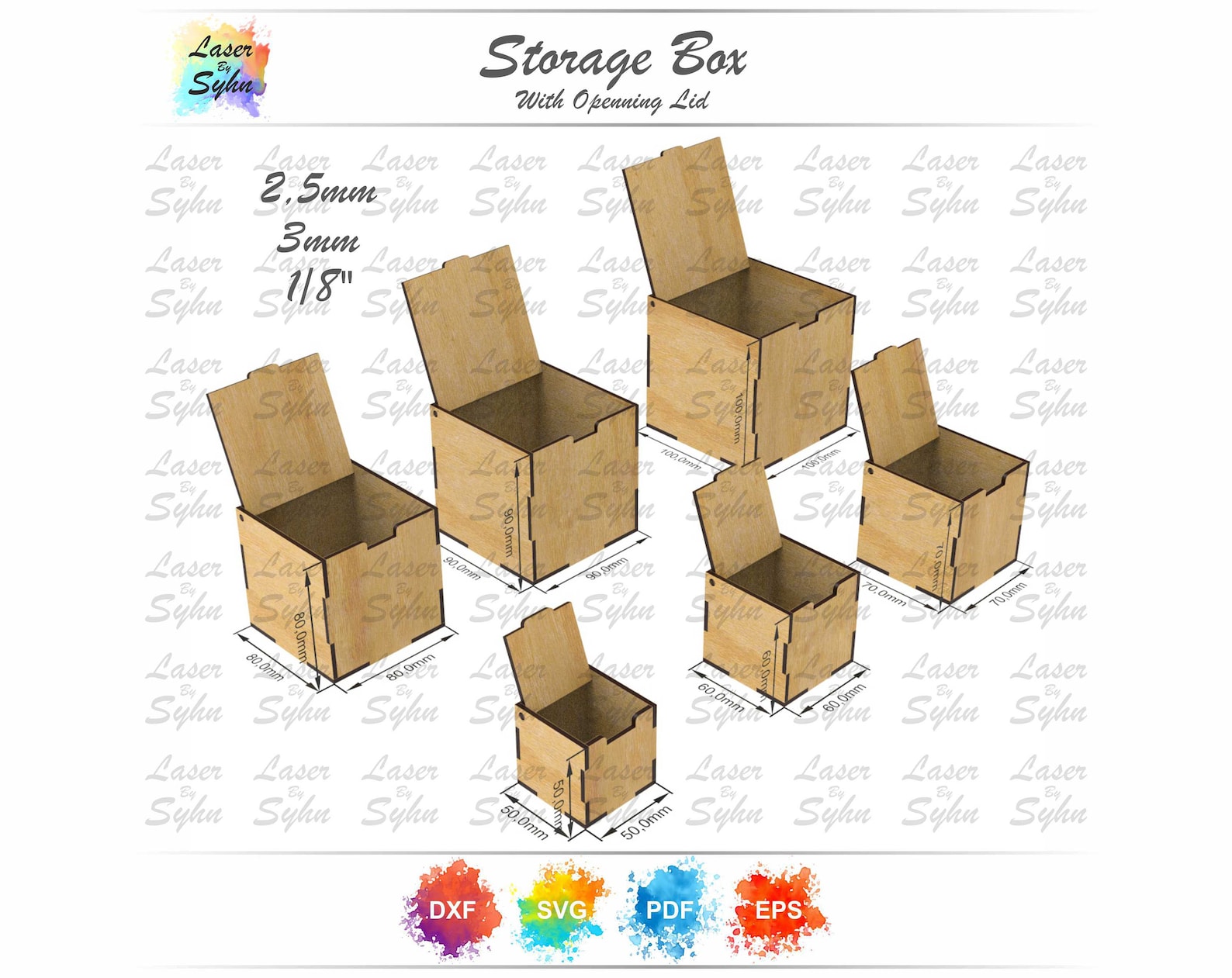 Laser Cut Wooden Cube Box SVG, Plywood Storage Cube Box SVG, Cube Box ...