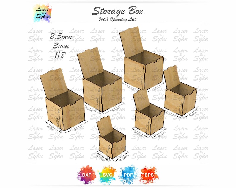 Laser Cut Wooden Cube Box SVG, Plywood Storage Cube Box SVG, Cube Box ...