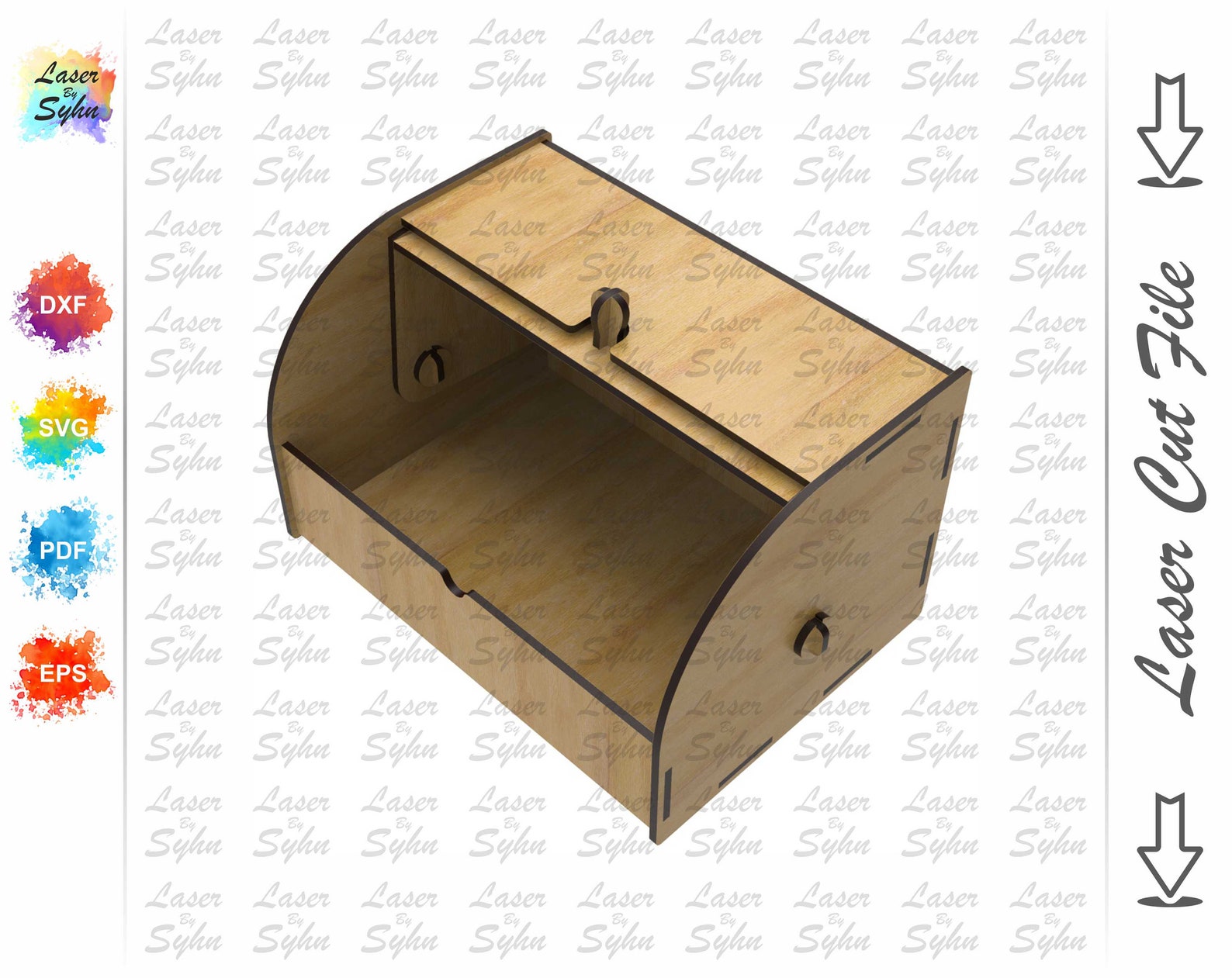 Laser Cut Bread Storage Box SVG, Wooden Storage Box SVG, Wooden Box ...