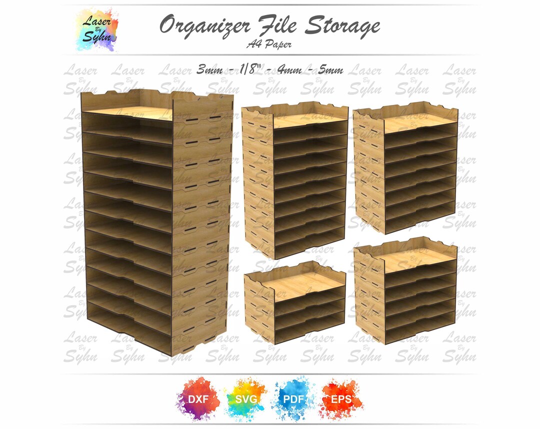 Laser Cut A4 Stackable Paper Stand SVG, Stackable Paper Storage Rack ...