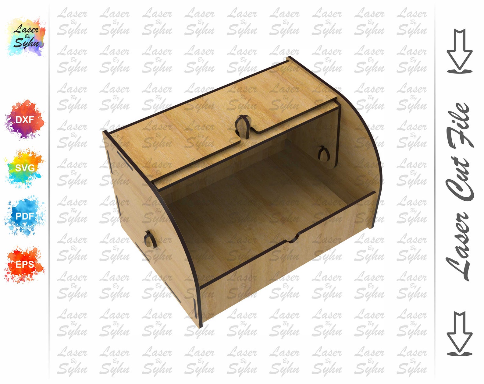 Laser Cut Bread Storage Box SVG, Wooden Storage Box SVG, Wooden Box ...