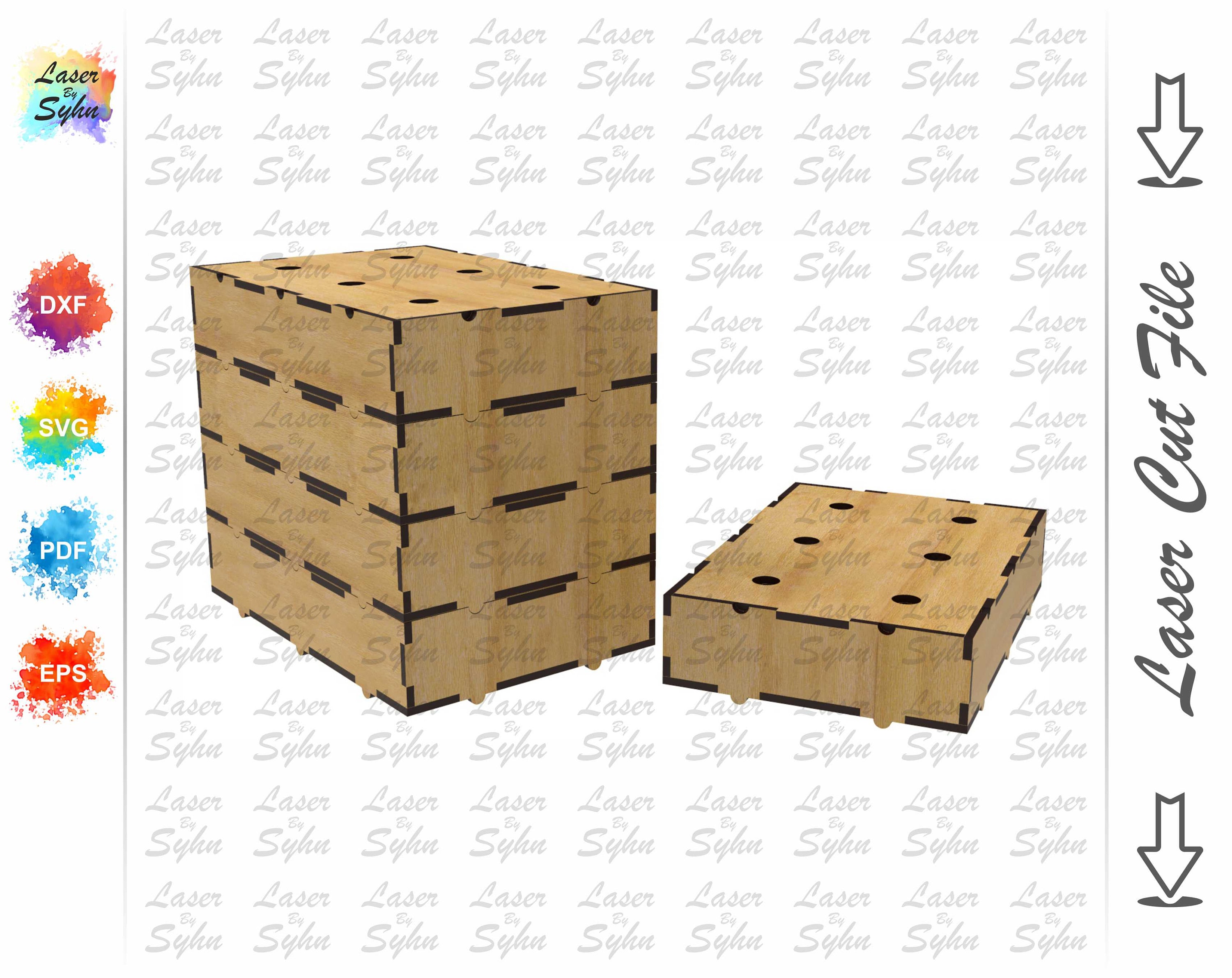 Laser Cut Stackable Tool Box SVG, Organizer Box for Beads, Stackable ...