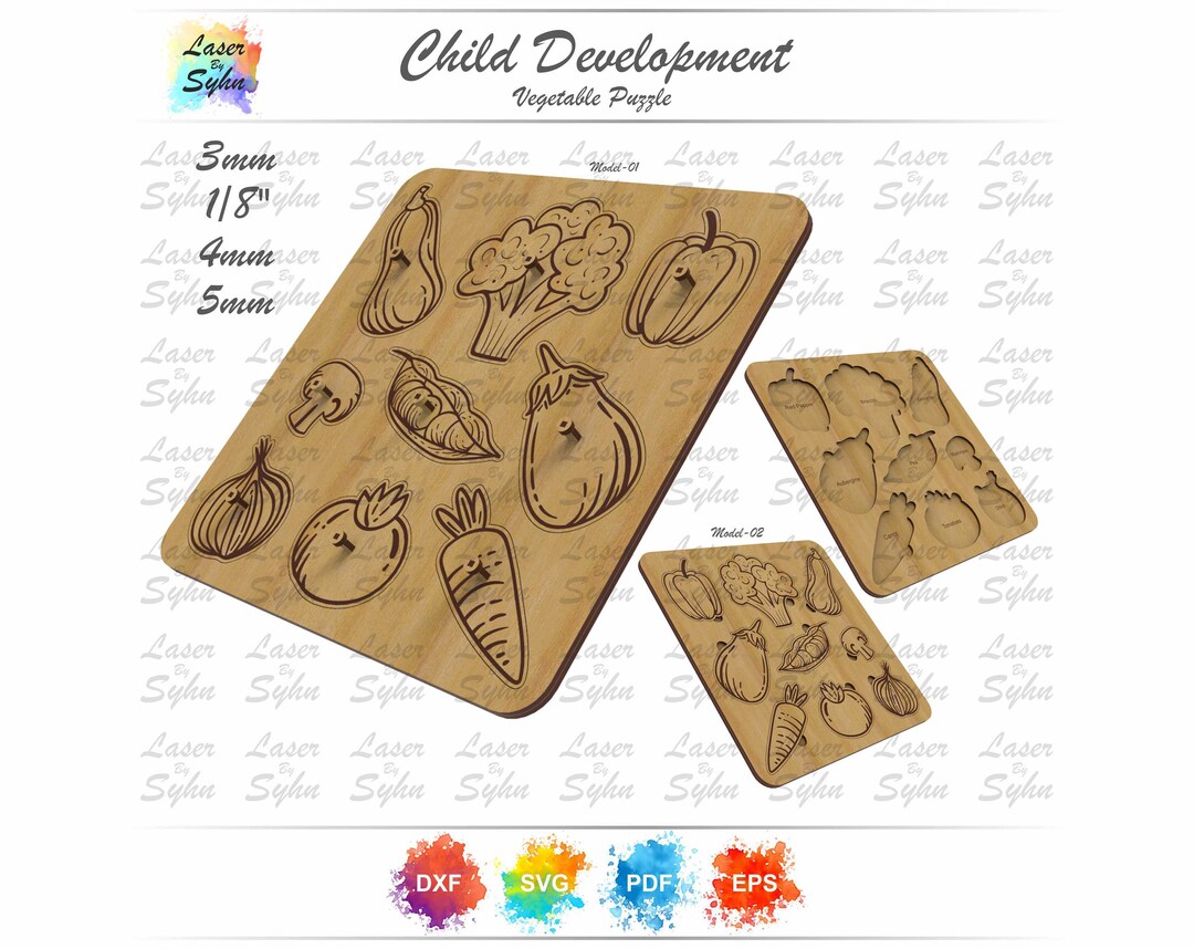 Laser Cut Vegetable Toddler Puzzles SVG, Educational Toys SVG, Fine ...