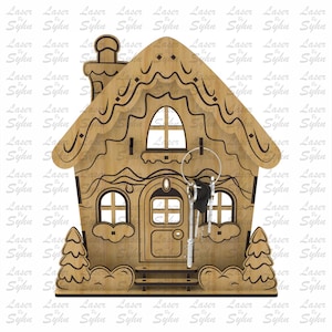 Laser Cut Christmas Houses Wall Hanging Key Holder SVG (4 House Styles ...