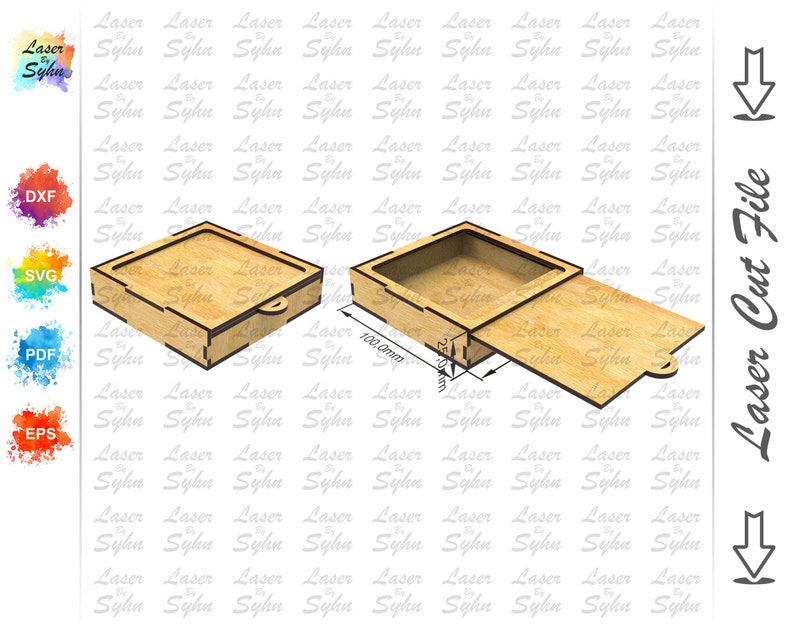 Laser Cut 2,5cm High Boxes With Slide Lid SVG, Plywood 2,5cm High ...