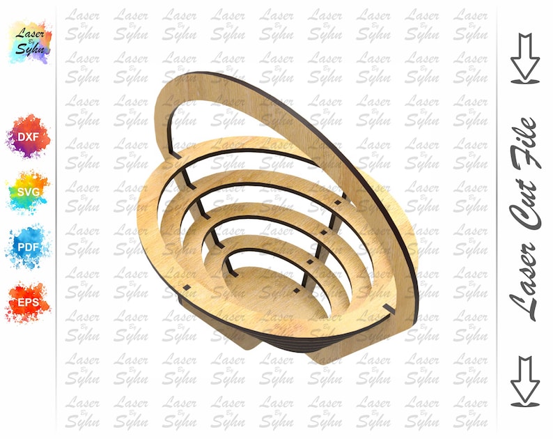 Laser Cut Wooden Basket SVG Plywood Baskets SVG Ellipse - Etsy