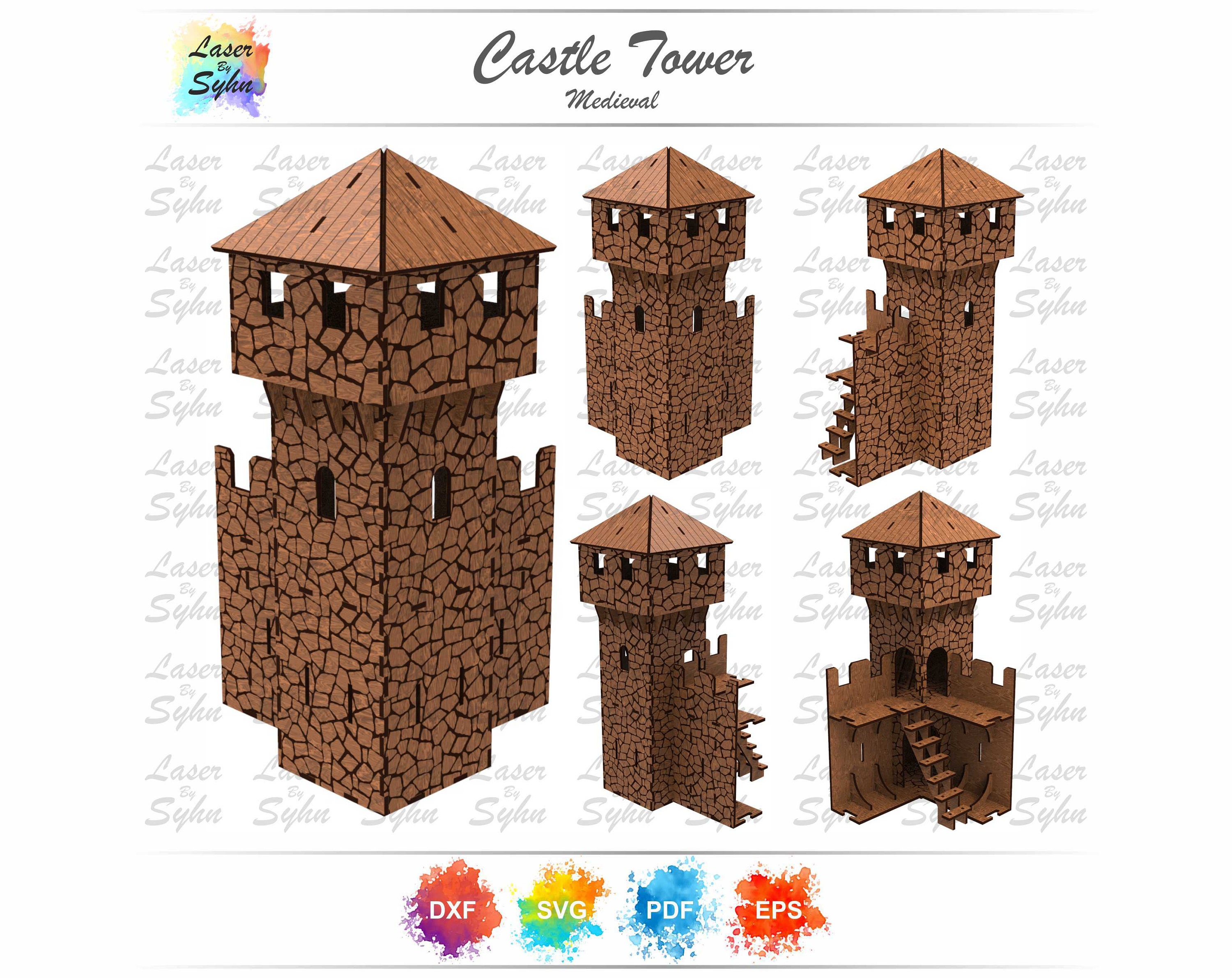 Castle Tower Laser Files SVG - EPS - PDF - Dxf Castle Tower Laser ...