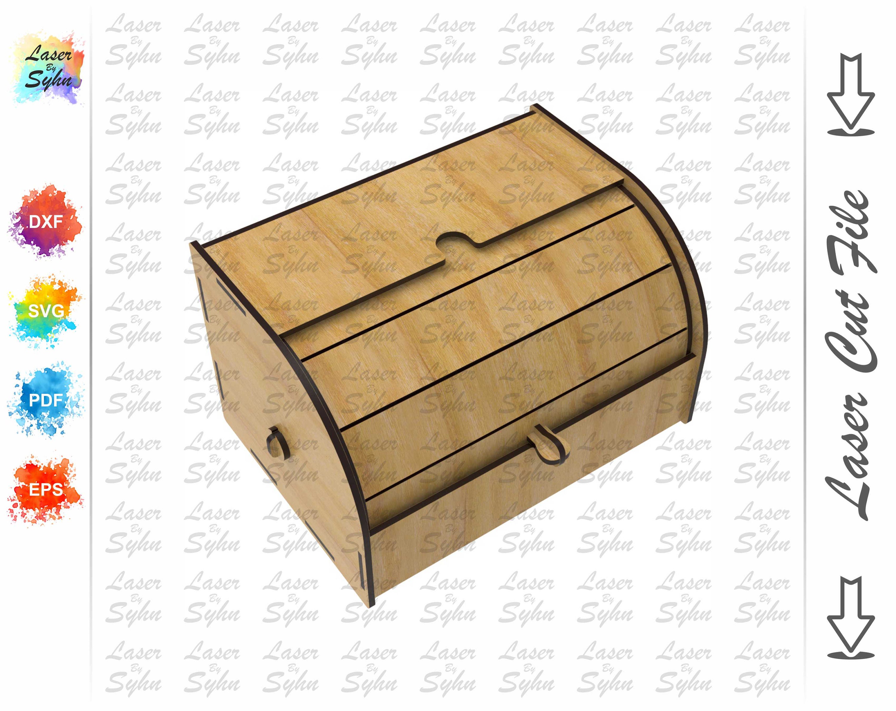 Laser Cut Bread Storage Box SVG, Wooden Storage Box SVG, Wooden Box ...