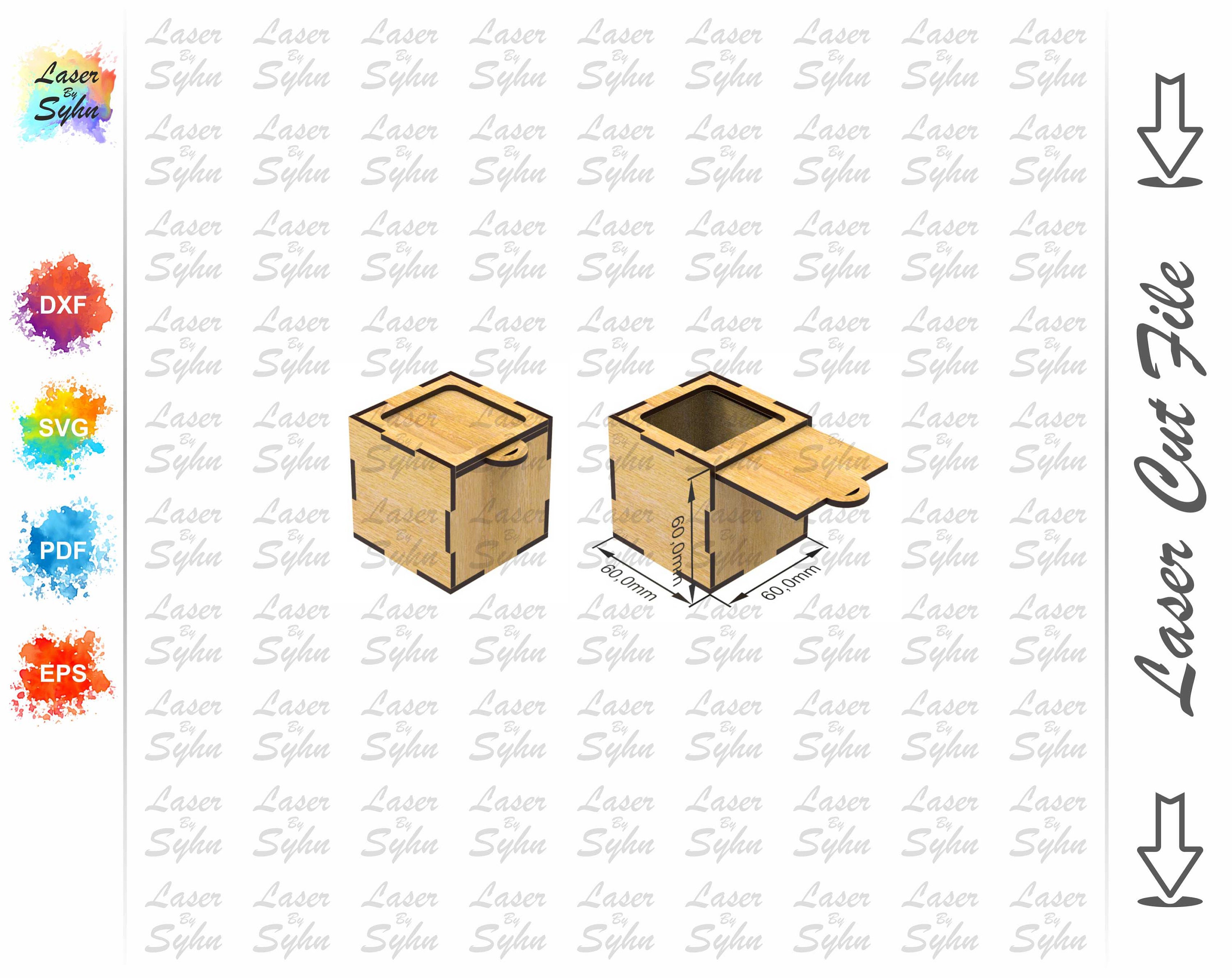 Laser Cut Cube Boxes With Slide Lid SVG, Plywood Cube Storage Boxes SVG ...