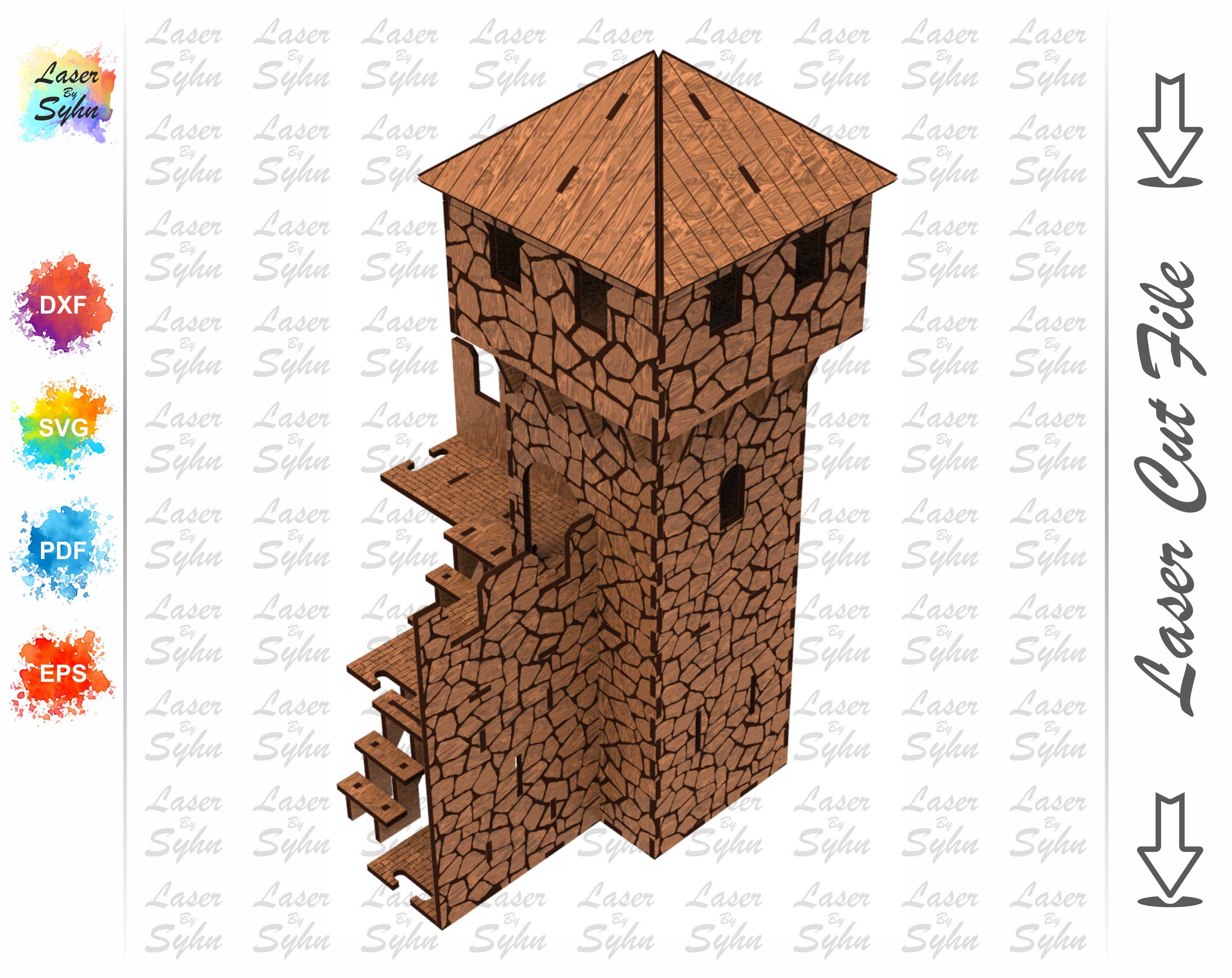 Castle Tower Laser Files SVG - EPS - PDF - Dxf Castle Tower Laser ...