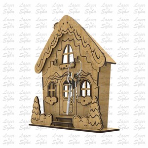 Laser Cut Christmas Houses Wall Hanging Key Holder SVG (4 House Styles ...