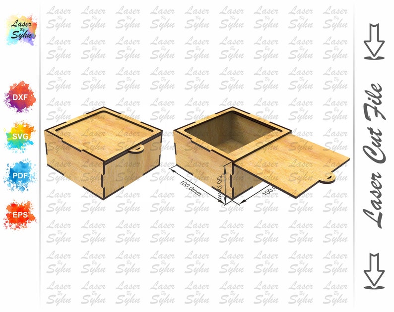 Laser Cut 5cm High Boxes With Slide Lid SVG, Plywood 5cm High Storage ...