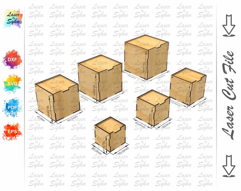 Laser Cut Wooden Cube Box SVG, Plywood Storage Cube Box SVG, Cube Box ...