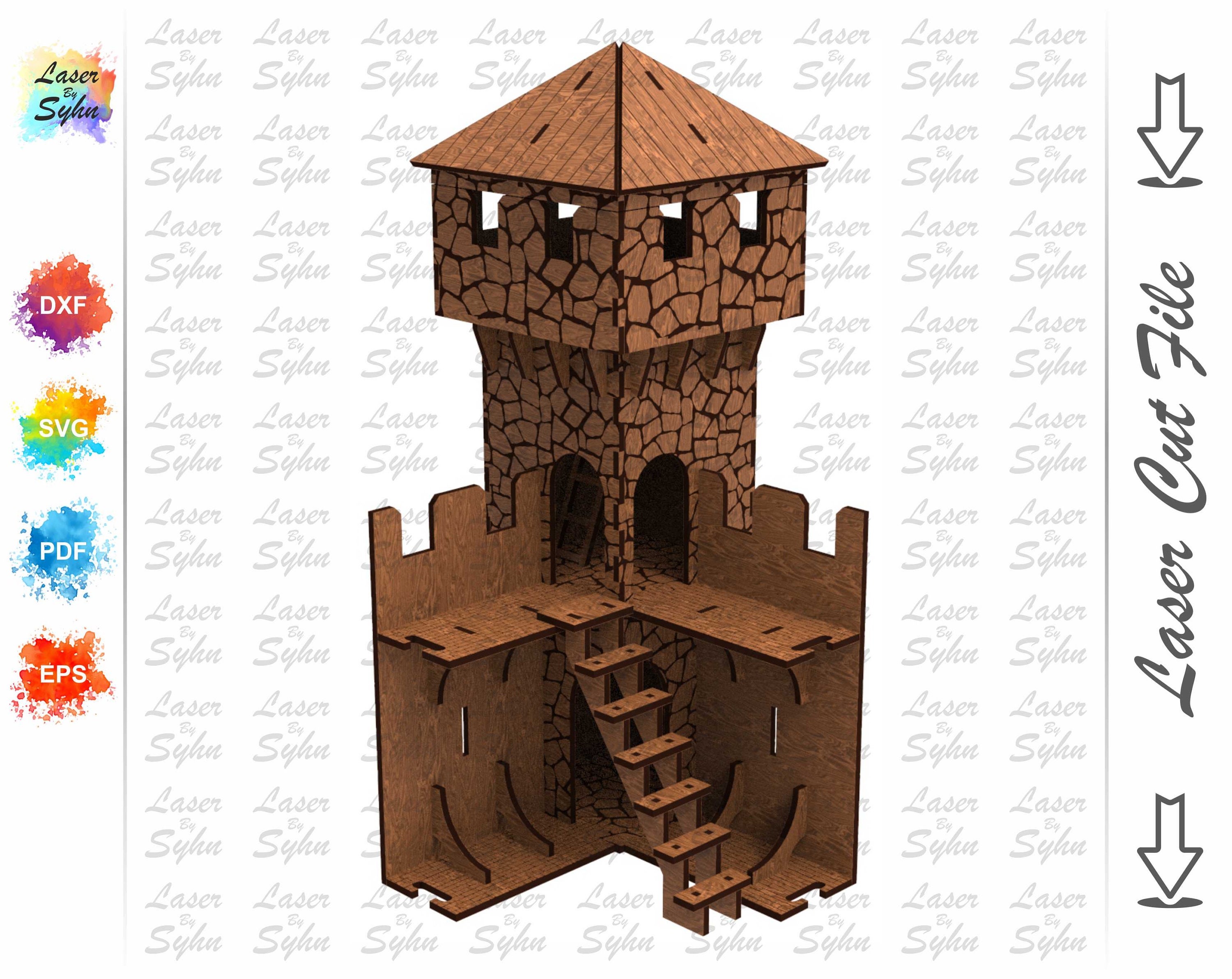 Castle Tower Laser Files SVG - EPS - PDF - Dxf Castle Tower Laser ...