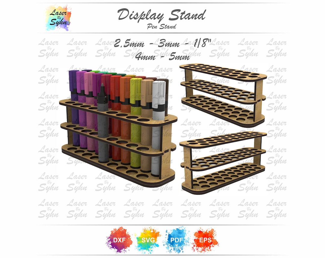 Laser Cut Felt-tip Pen Display Stand SVG, Pencil Display Stand SVG ...