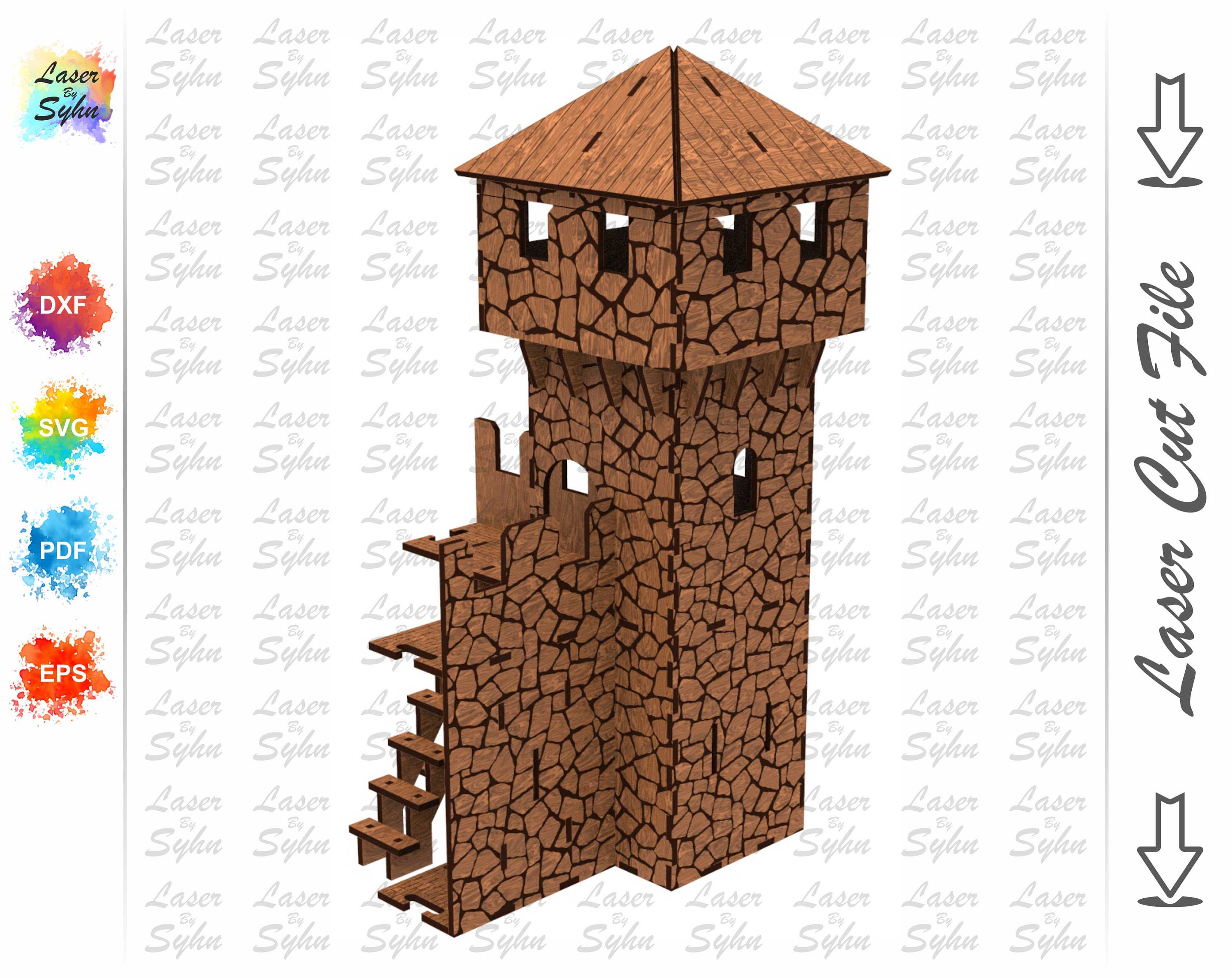 Castle Tower Laser Files SVG EPS PDF Dxf Castle Tower Laser Cutting ...