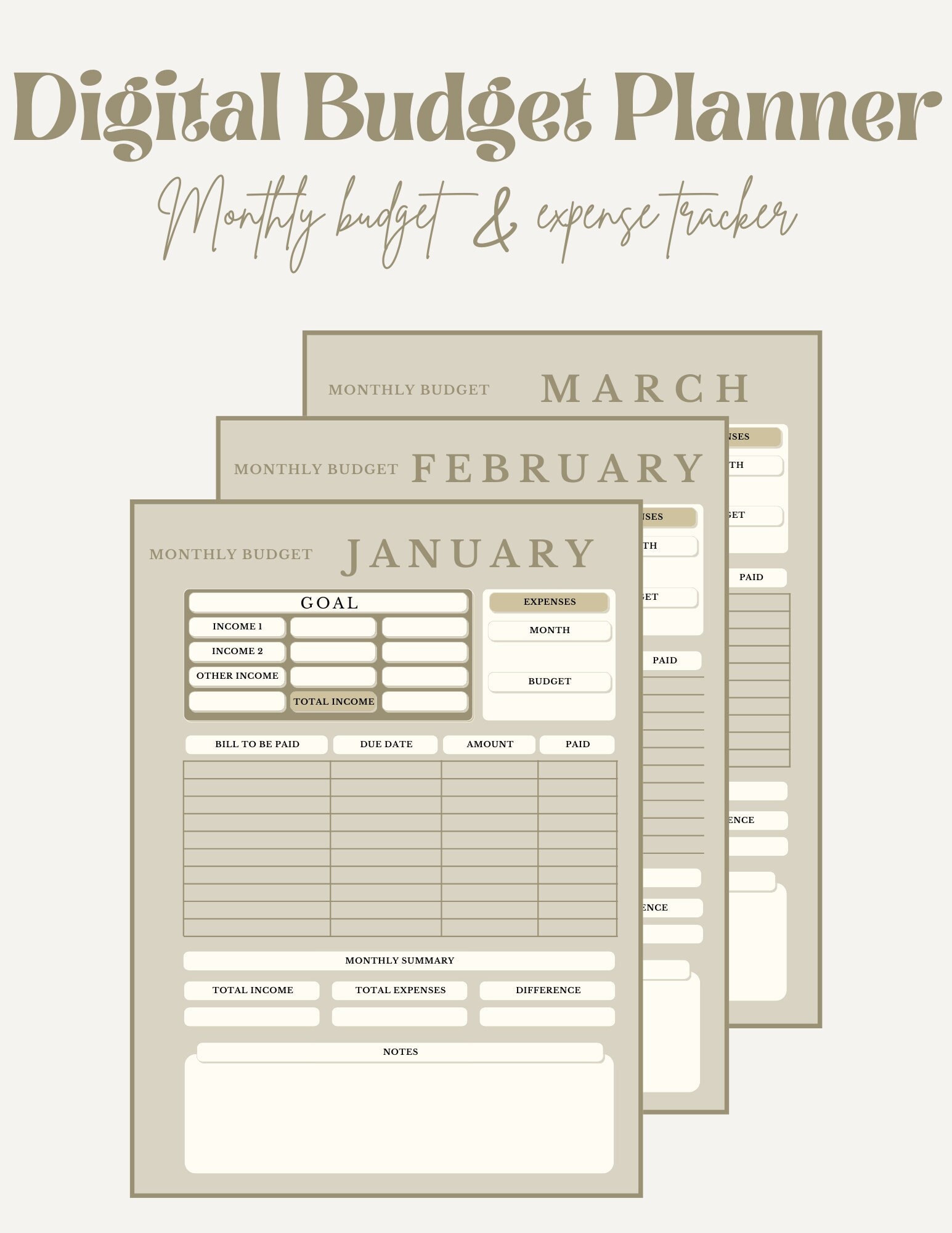 Digital Monthly Budget Planner - Etsy