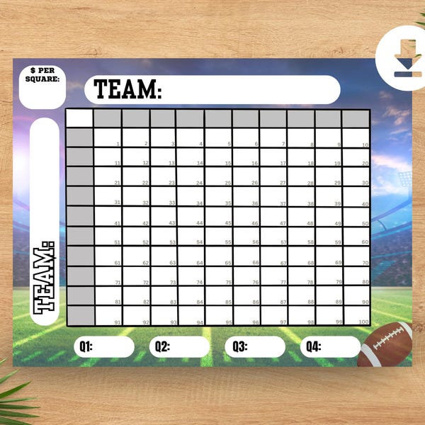 Free Football Squares Printable - Etsy