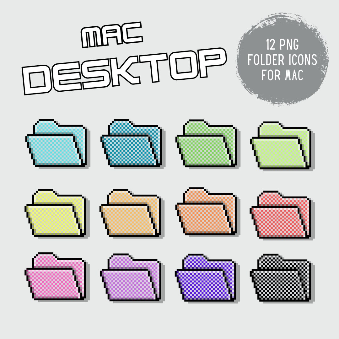 12 Y2K Desktop Folder Icons, Mac Icons, Y2K Aesthetic Folders, Mac OS ...