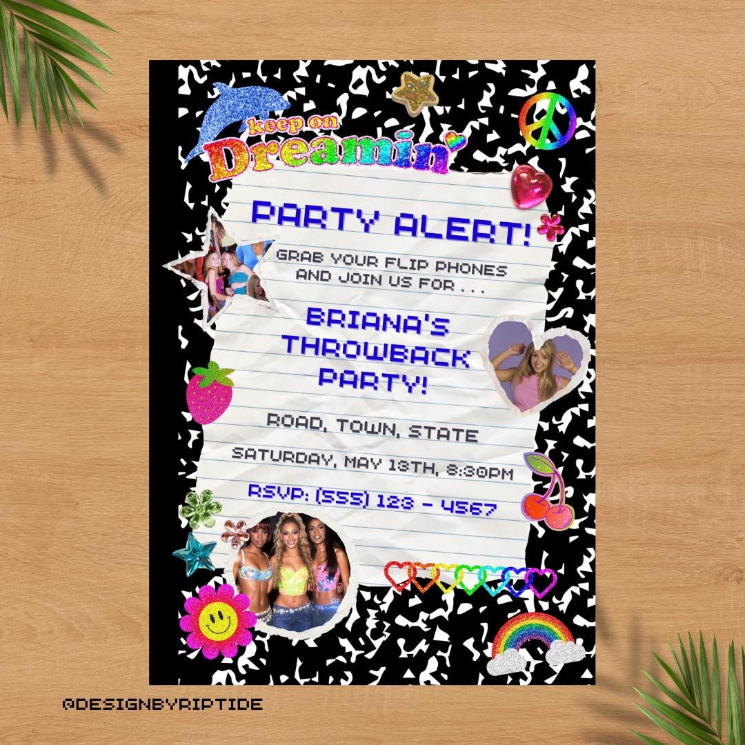 Y2K Party Invitation, Early 2000s Themed Birthday Party Invite, Lisa ...