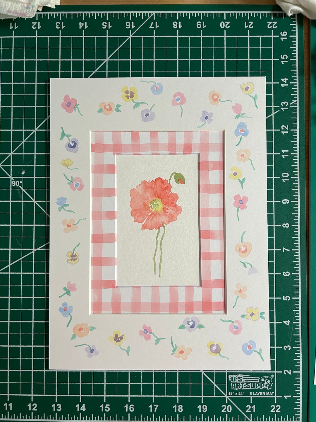 Mat for 9x12 Frame, 6x8 Opening Hand Painted, Multi Options - Etsy